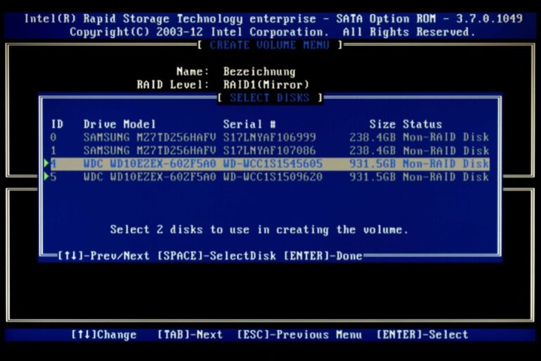 Intel Rapid Storage Technology RAID – BIOS Einstellungen – So geht’s ...
